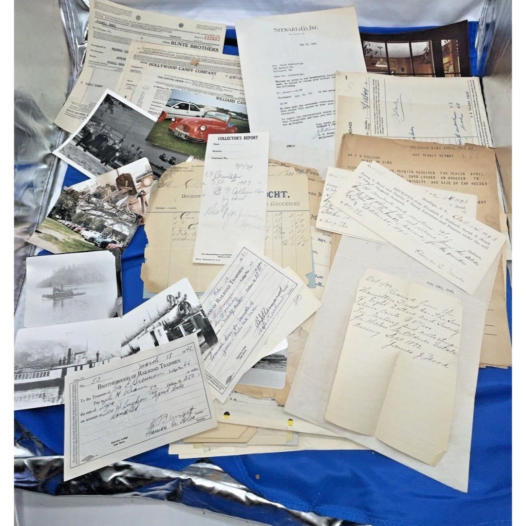 Paper Ephemera Lot 1870s-1990s Billheads, Photos, Documents, Junk ...