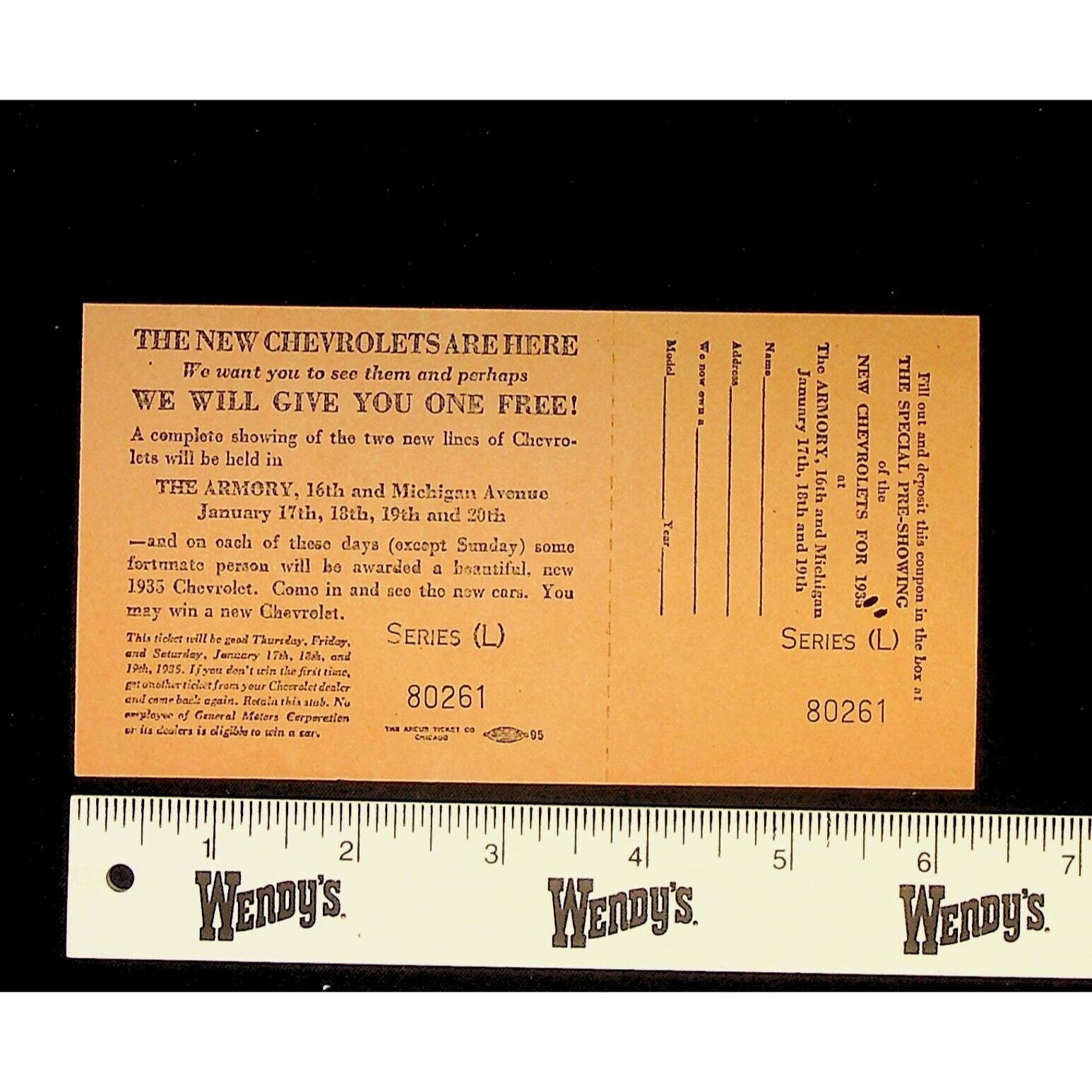 Jan 1935 Chevy Car Show Raffle New Chevrolet Car the Armory - Etsy