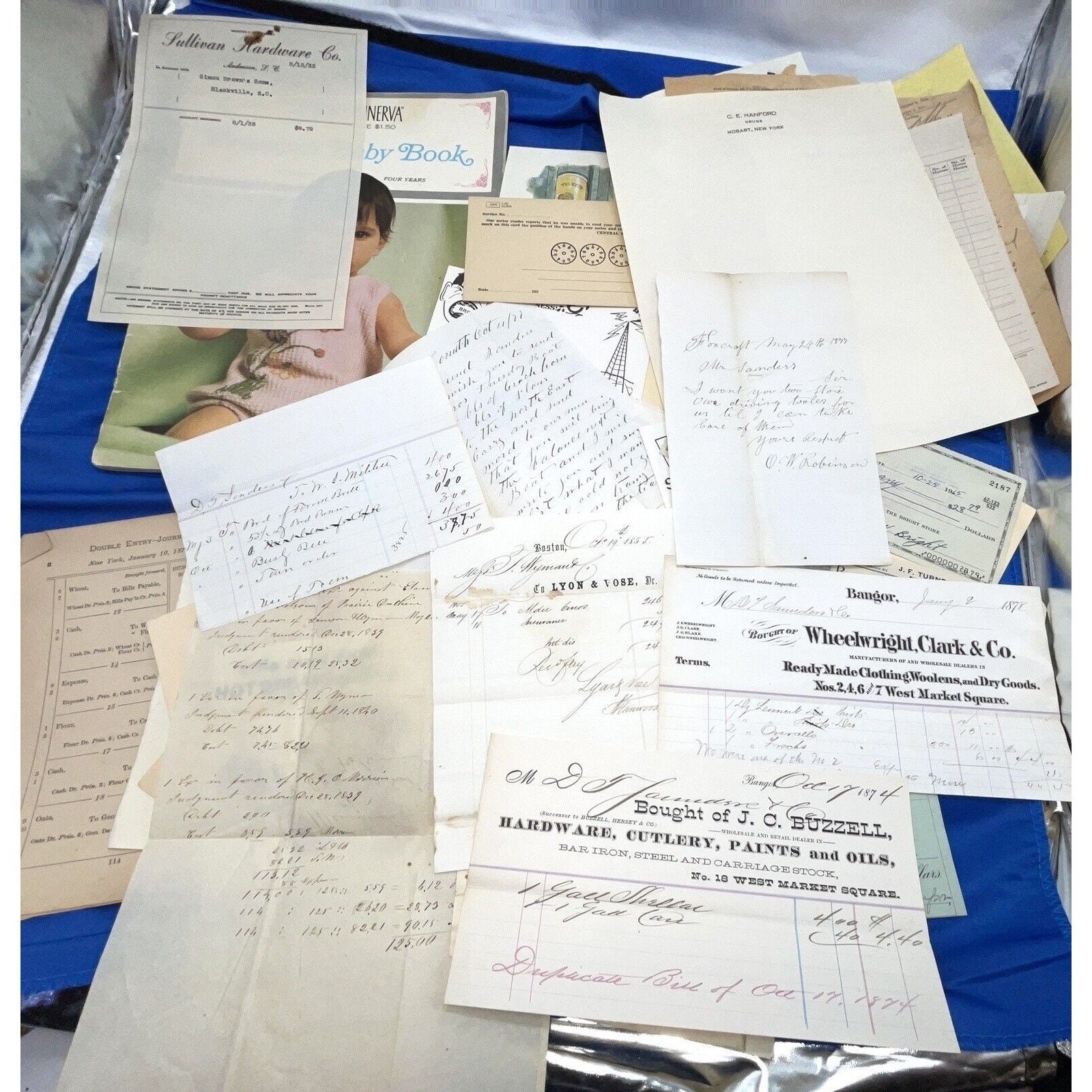 Paper Ephemera Lot 1855-1990s, Billheads, Checks, Documents, Junk ...