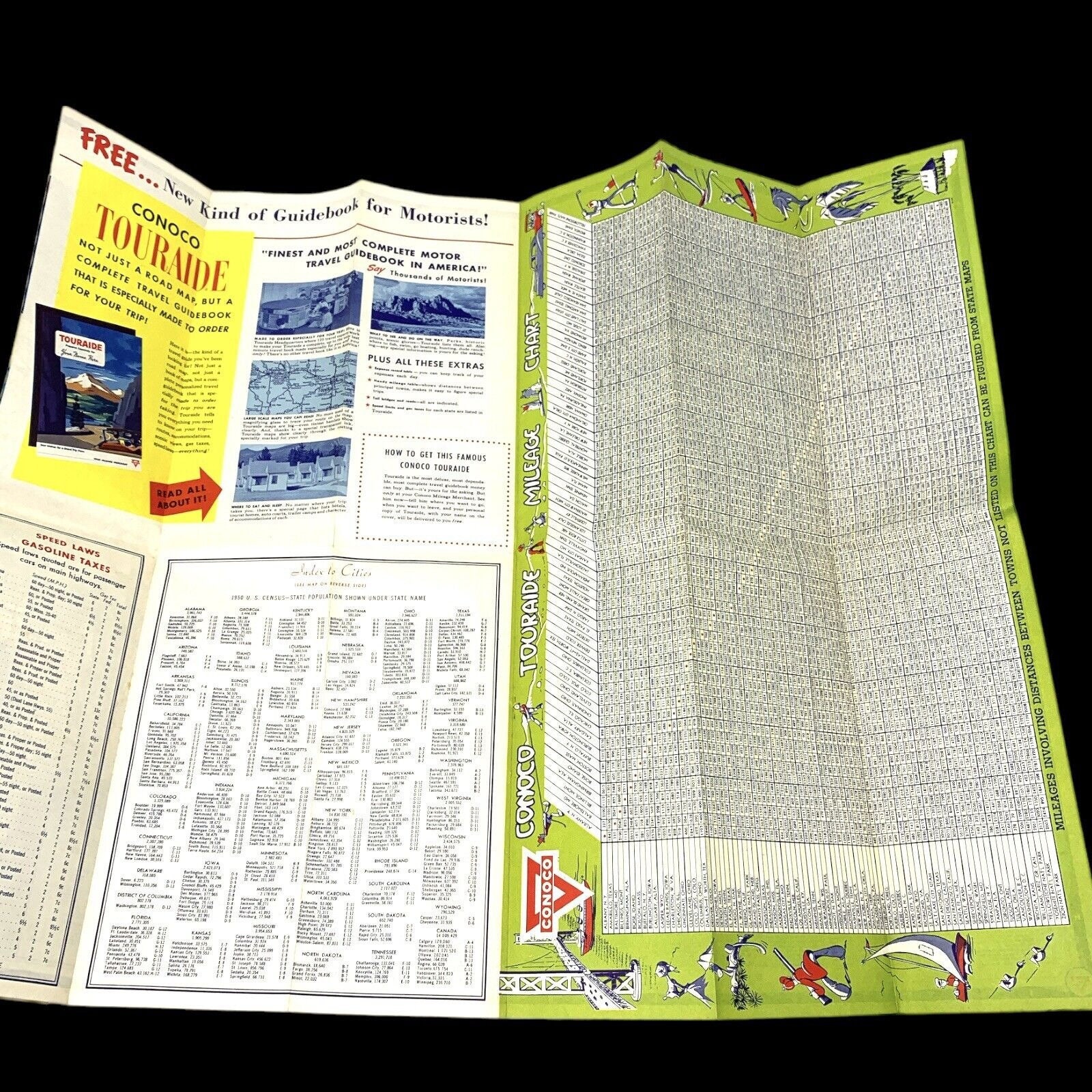 1950's Conoco Oil Road Map United States Folding Travel - Etsy