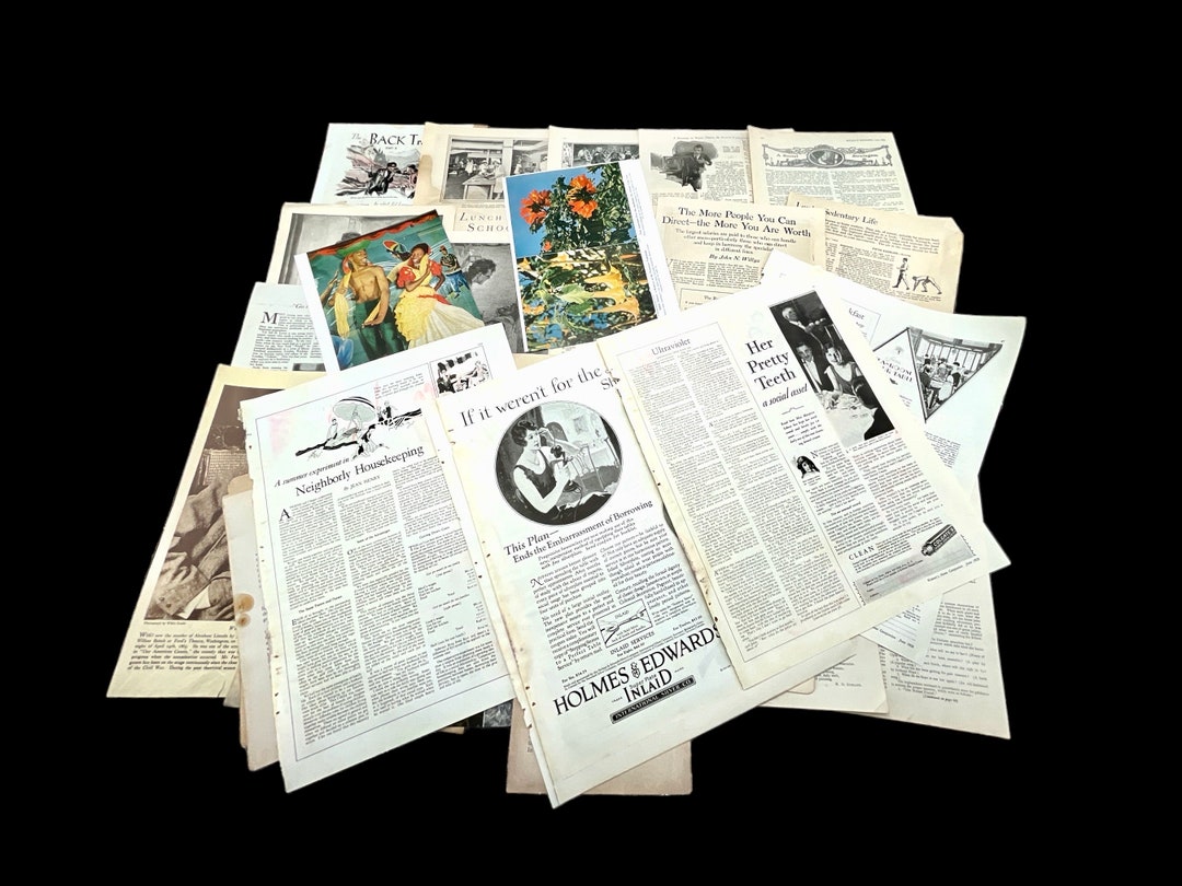 1900-1959 Vintage Magazine & Book Pages for Crafts Junk Journal Over 30 ...