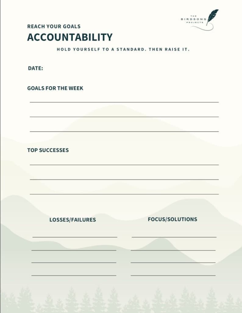 Reach Your Goals Accountability Tracker - Etsy