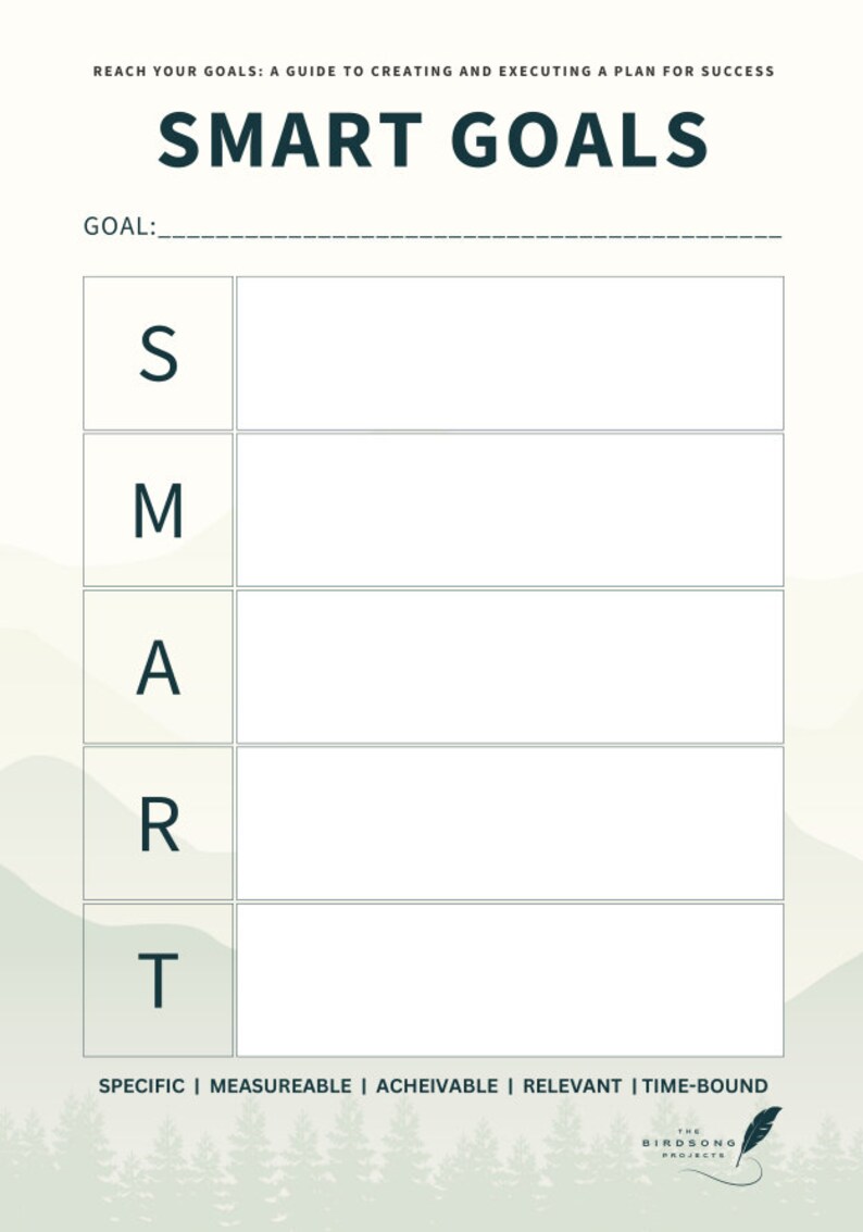 Reach Your Goals SMART Goal Setting Worksheet - Etsy