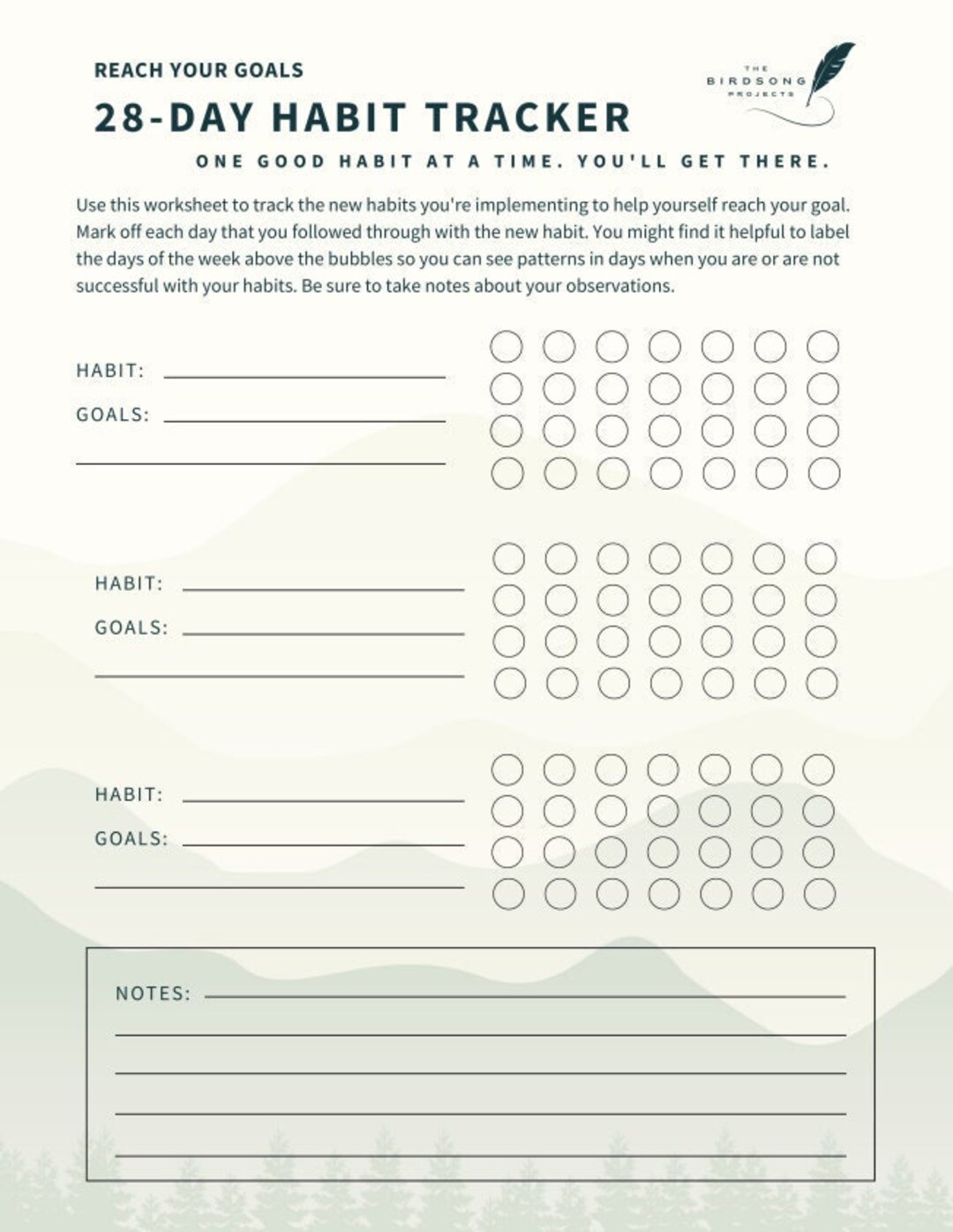 Reach Your Goals 28-day Habit Tracker - Etsy