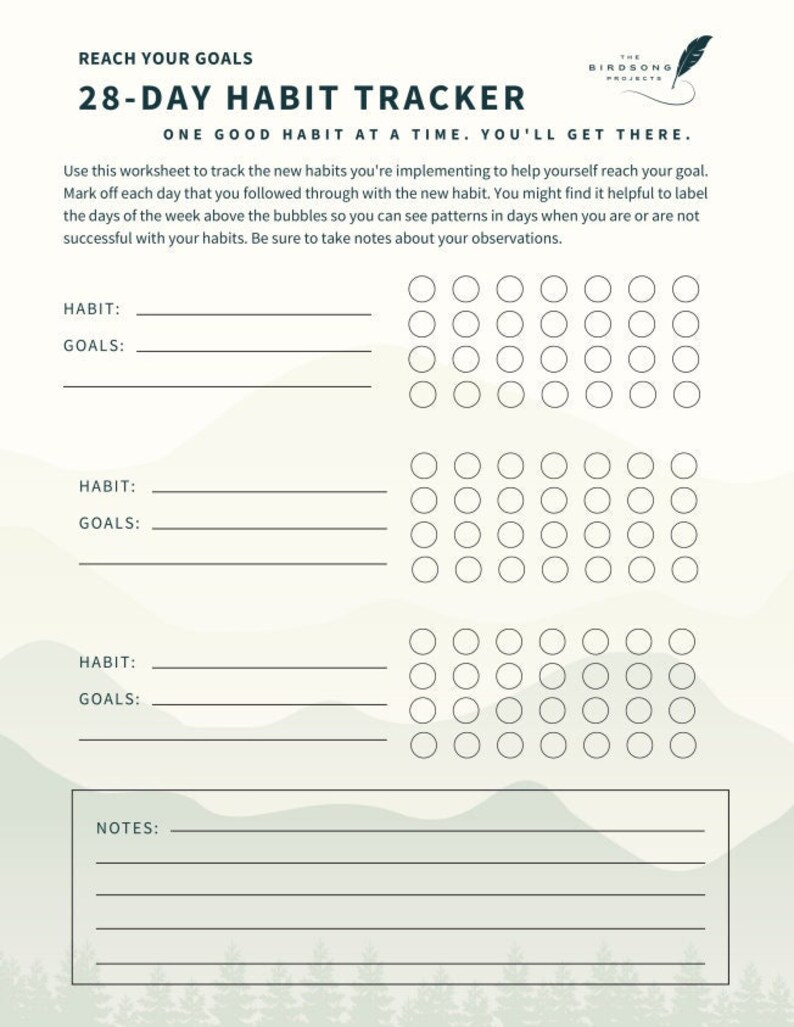 Reach Your Goals 28-day Habit Tracker - Etsy