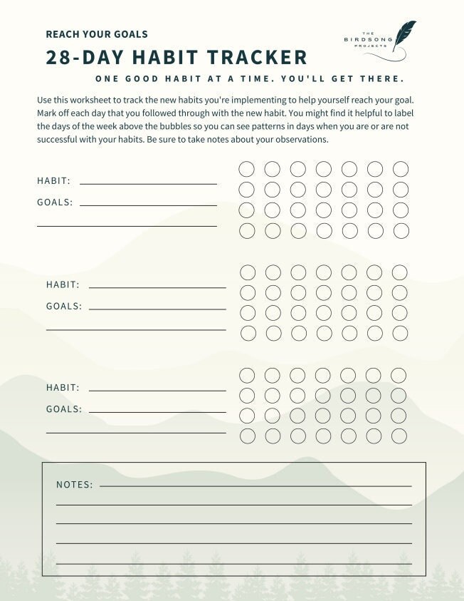 Reach Your Goals 28-day Habit Tracker - Etsy