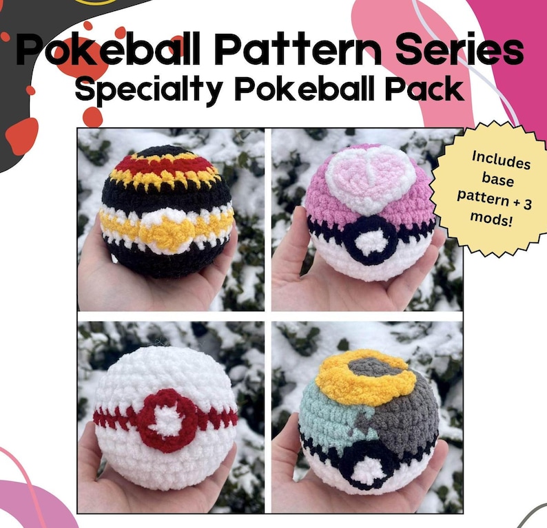 Specialty Pokeball Crochet Pattern 4-in-1 Pack - Etsy