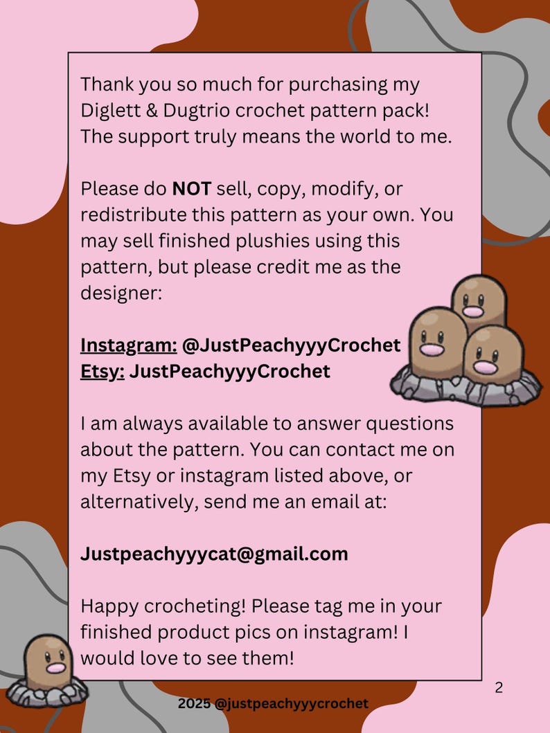 Little Digger Diglett Pokemon Crochet Pattern - Etsy