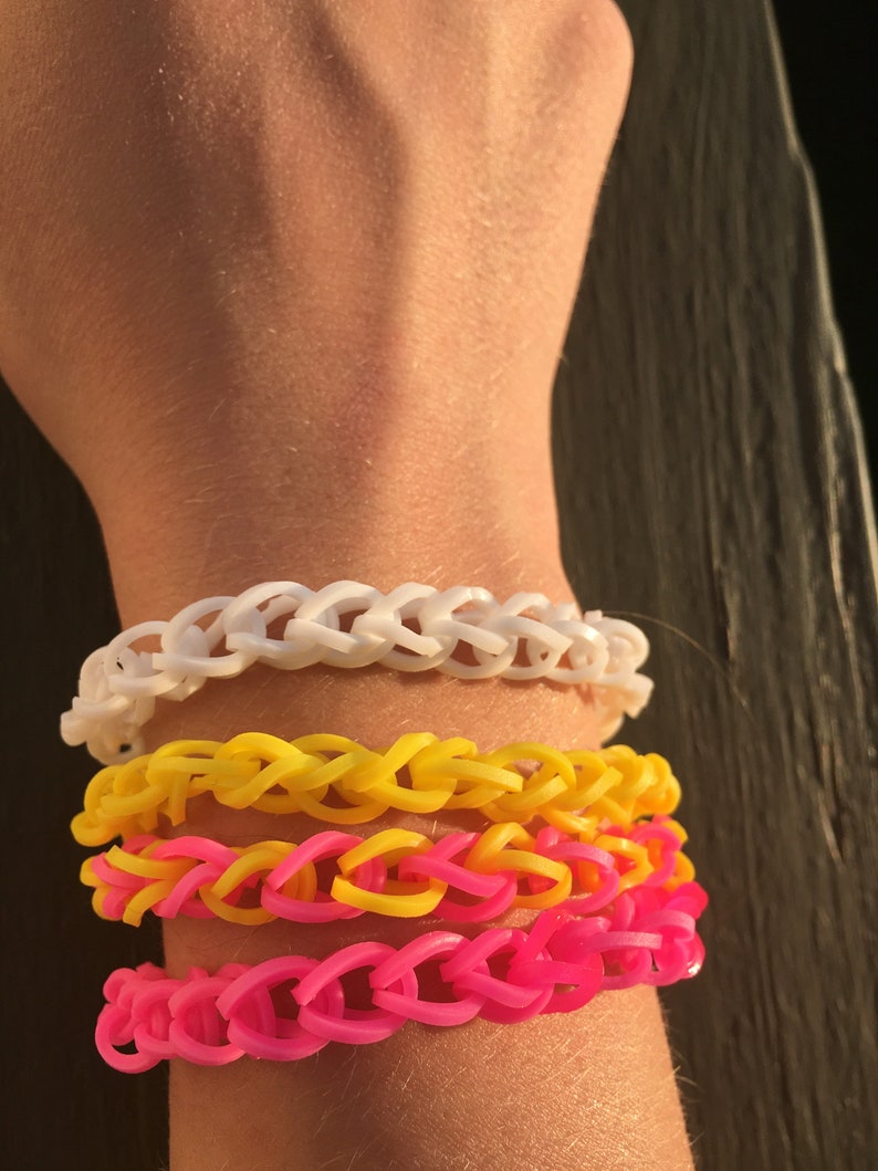 Pink, White, and Yellow Rubber Band Braclet Set - Etsy