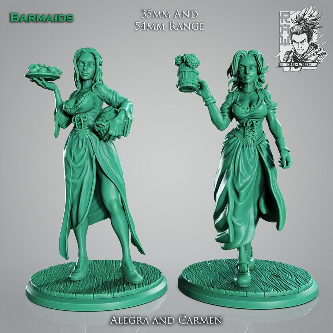 Bar Maids Alegra and Carmen Pinup RPG Resin Miniatures, 32mm, 54mm ...