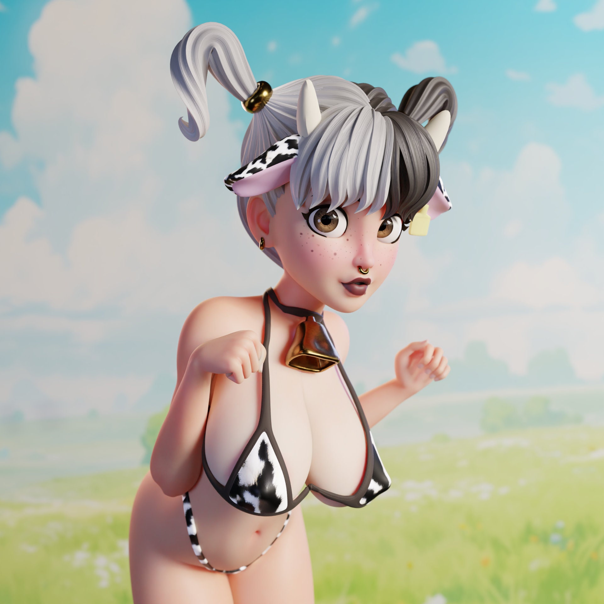 Cow Girl Pinup Display Figure SFW/ NSFW Unpainted Resin Miniature or Hand Painted Mini. NSFW ...