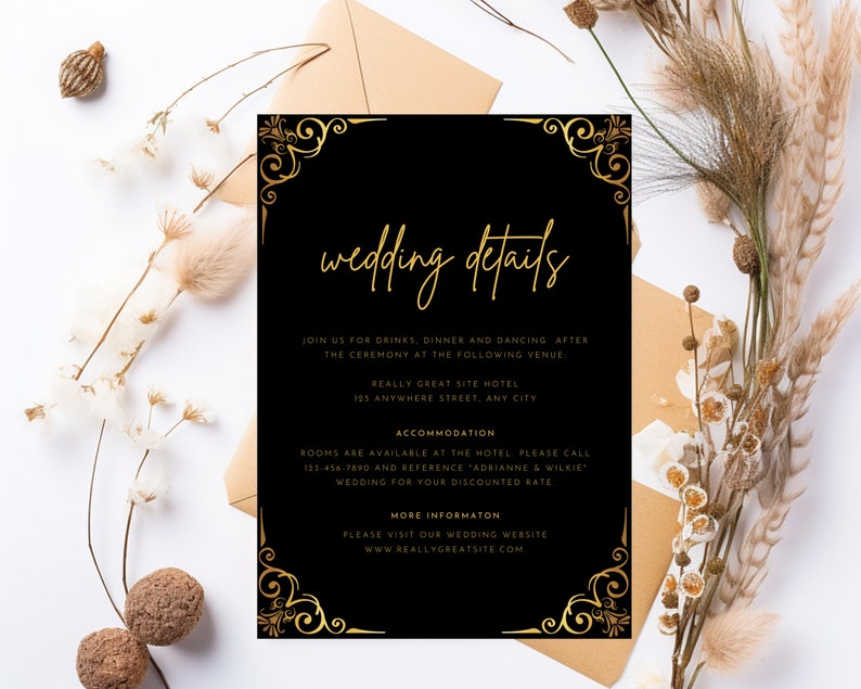Black Gold Elegant Wedding Invitation | Sophisticated Wedding ...