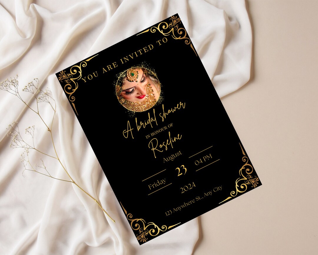 Black Gold Elegant Wedding Invitation | Sophisticated Wedding ...