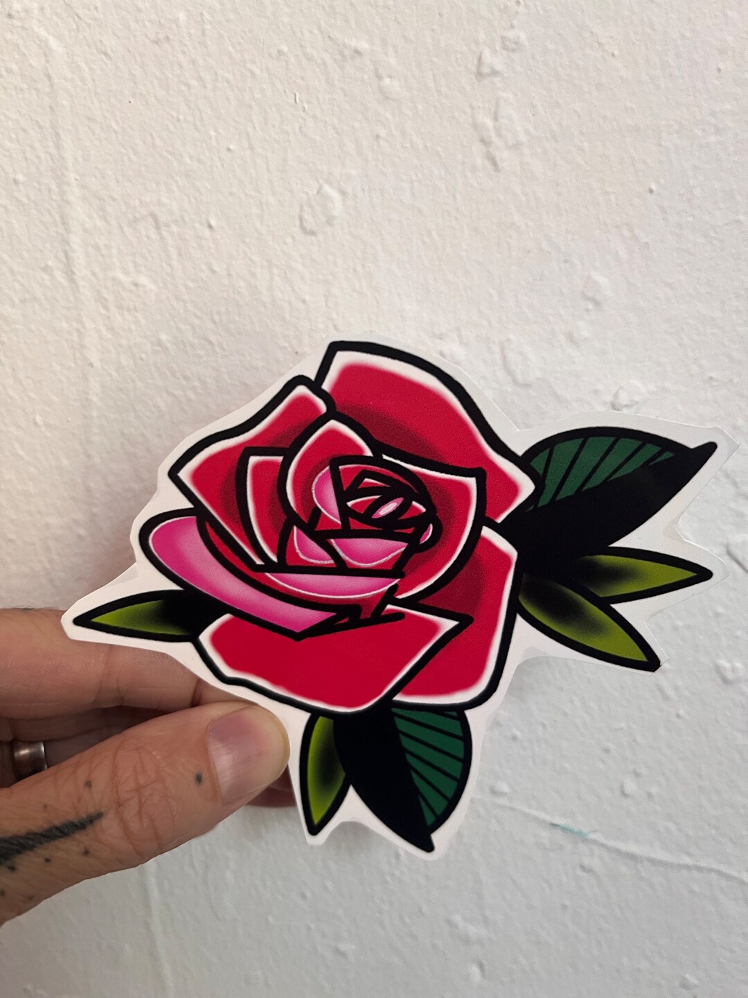 Red & Pink Rose Holographic Matte Glossy Sticker - Etsy
