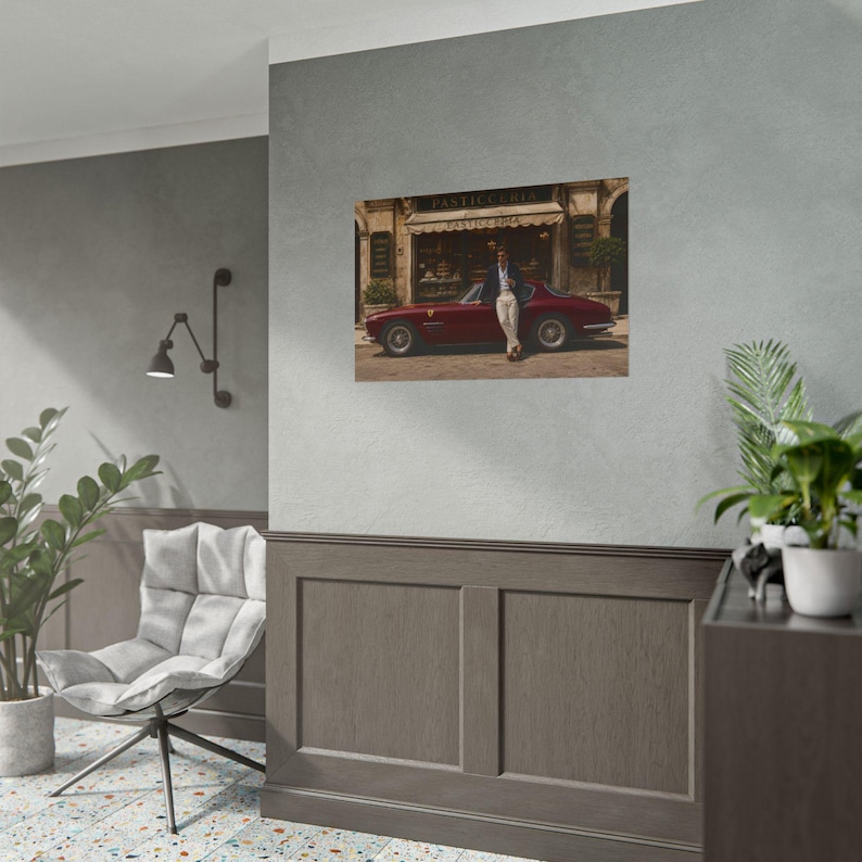 Vintage Ferrari in Italy Wall Art, Old Money Aesthetic Poster, Italian ...