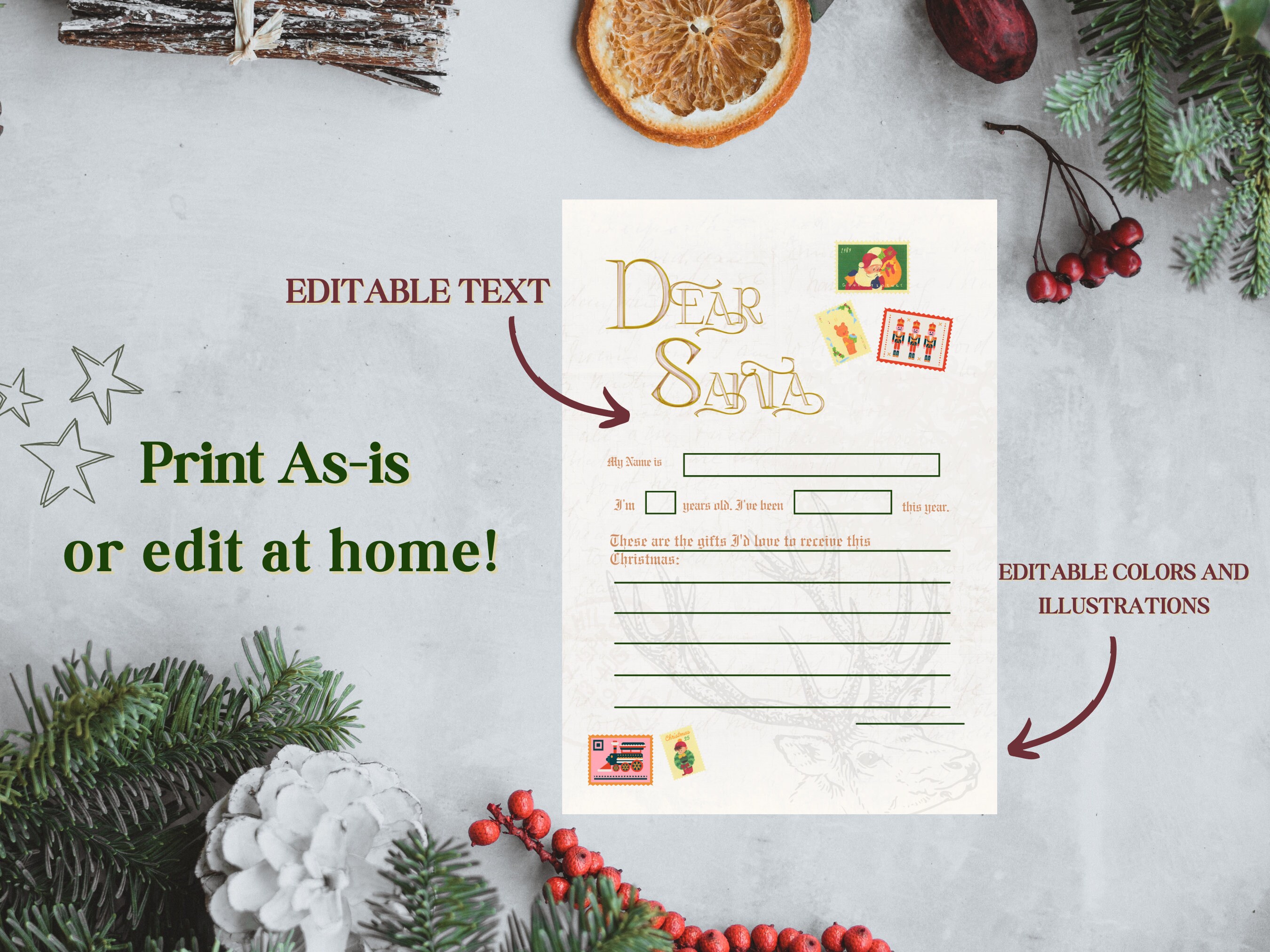 Printable Santa Letter Bundle for Kids, Kids Christmas Wishlist ...
