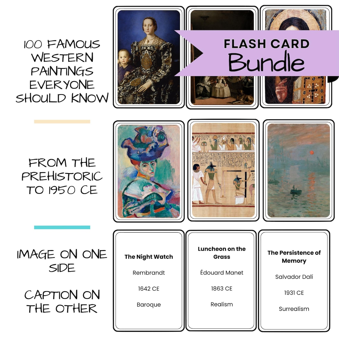 Famous Western Paintings Flashcards Printable | Famous Artworks | Art ...
