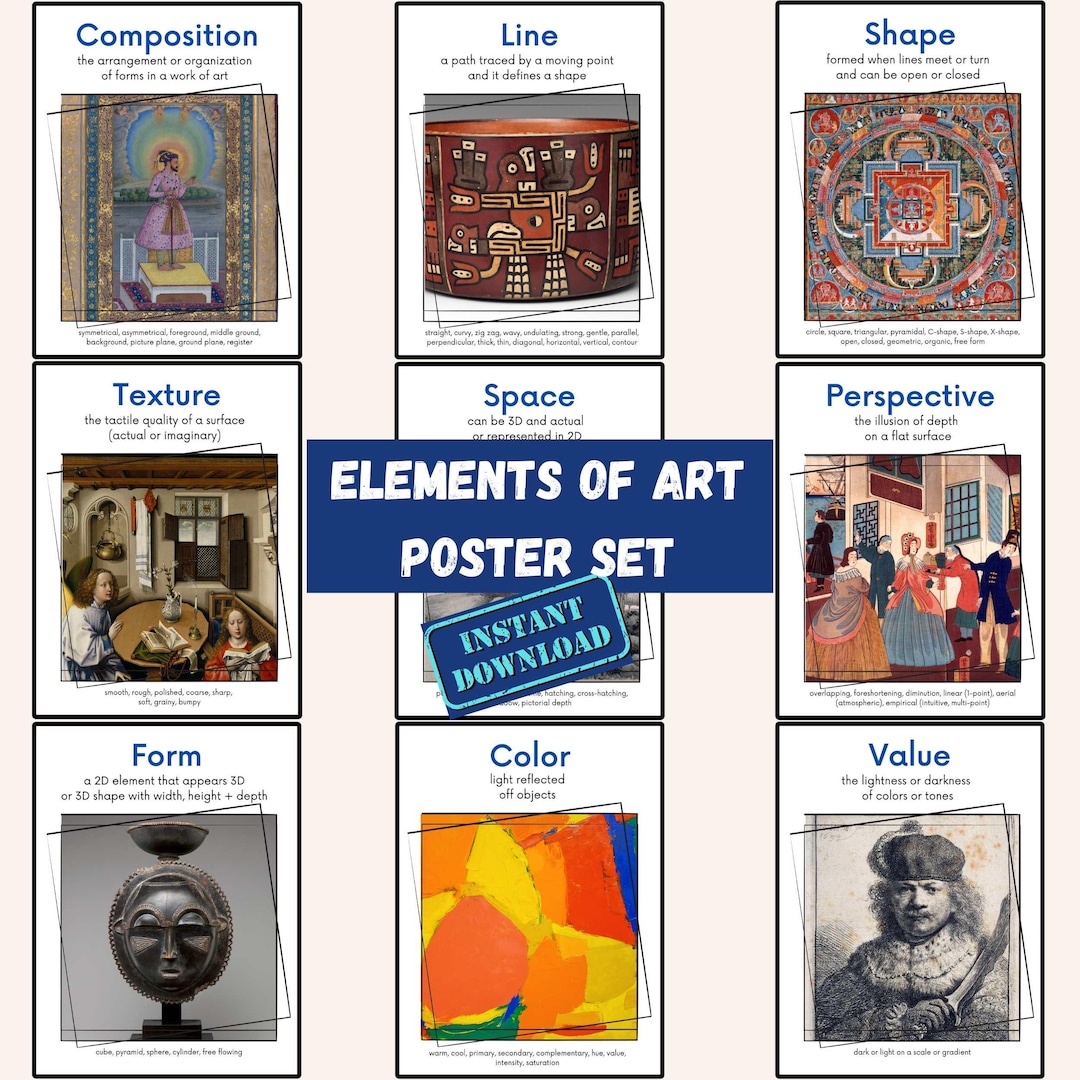 Formal Elements of Art Poster Set | Art Decor | Art Classroom | Art Teacher | Printable Poster ...