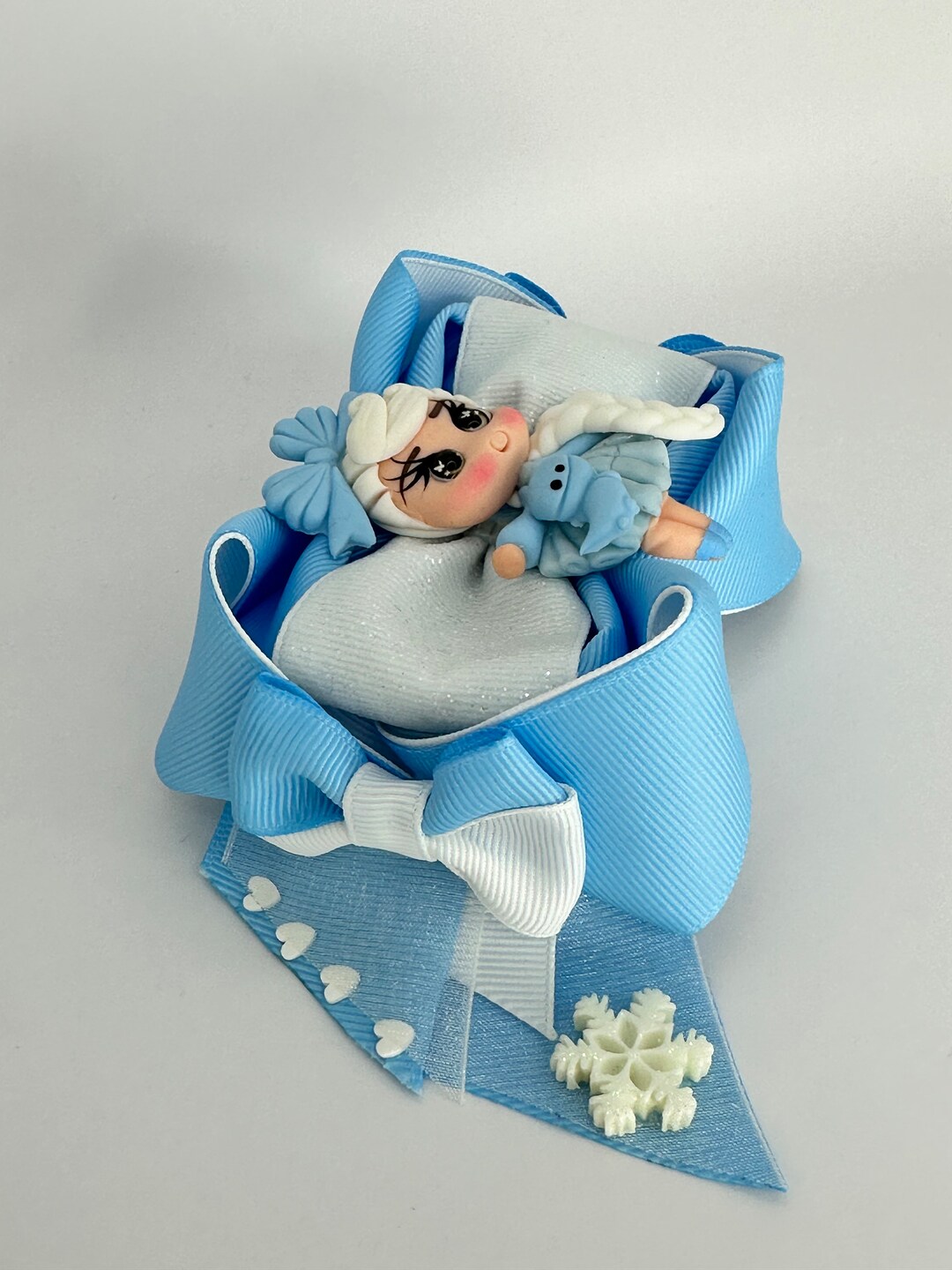 Elsa From Frozen Hair Bow - Girl Hair Bow-claydoll Hair Bow- Handmade ...