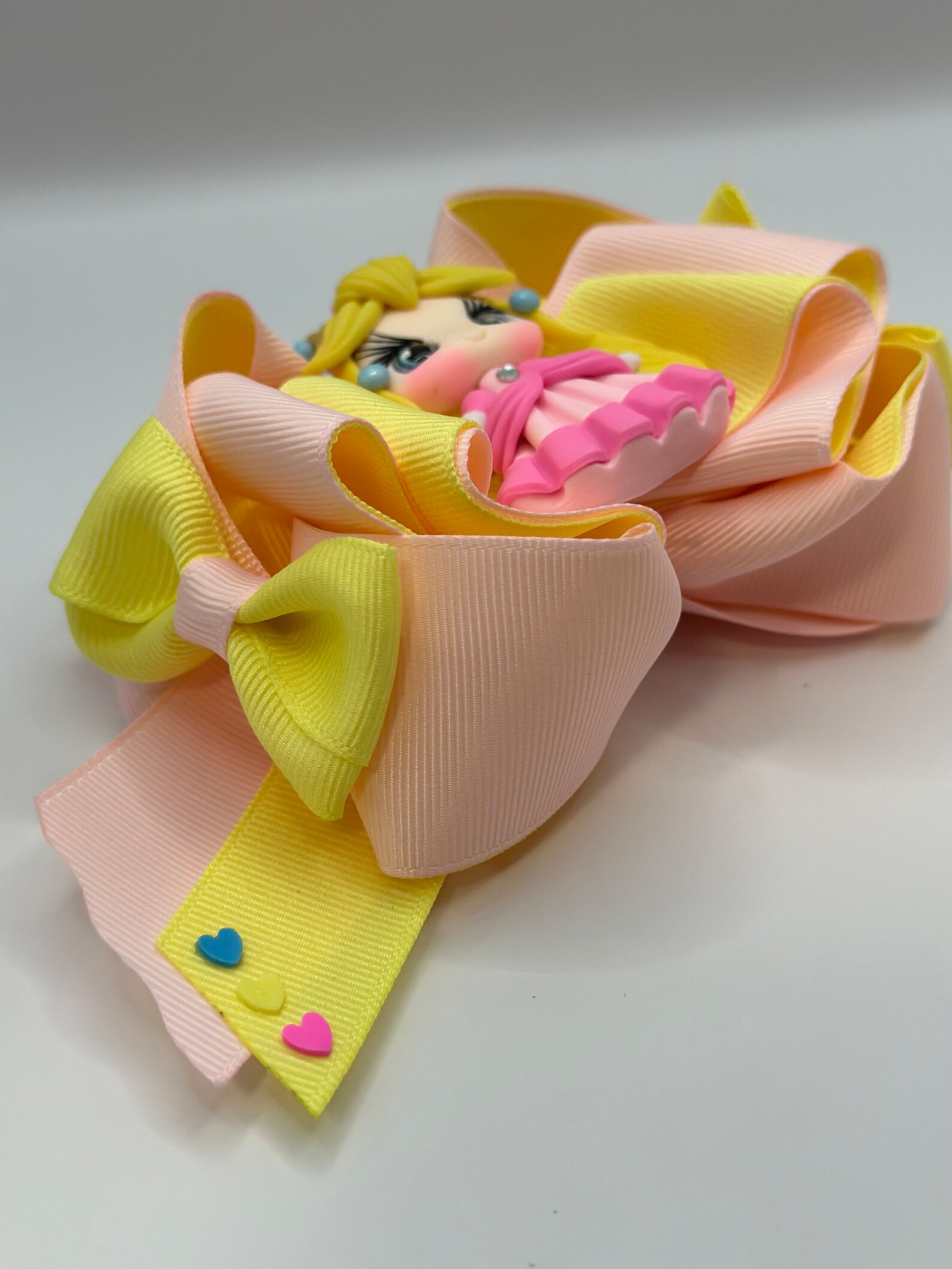 Princess Peach Hair Bow Claydoll Hair Bow Handmade Bow-clay-hair ...