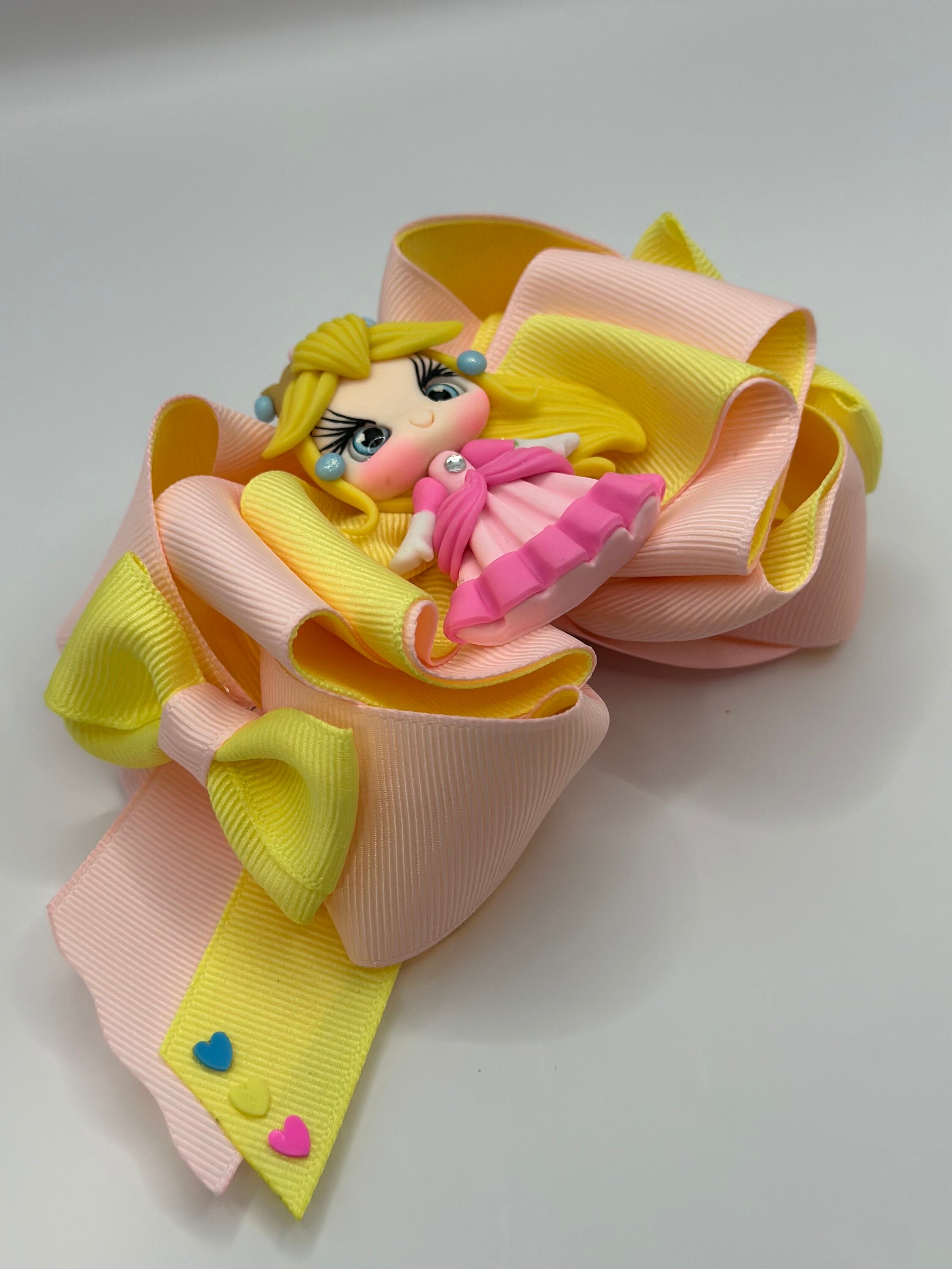Princess Peach Hair Bow Claydoll Hair Bow Handmade Bow-clay-hair ...