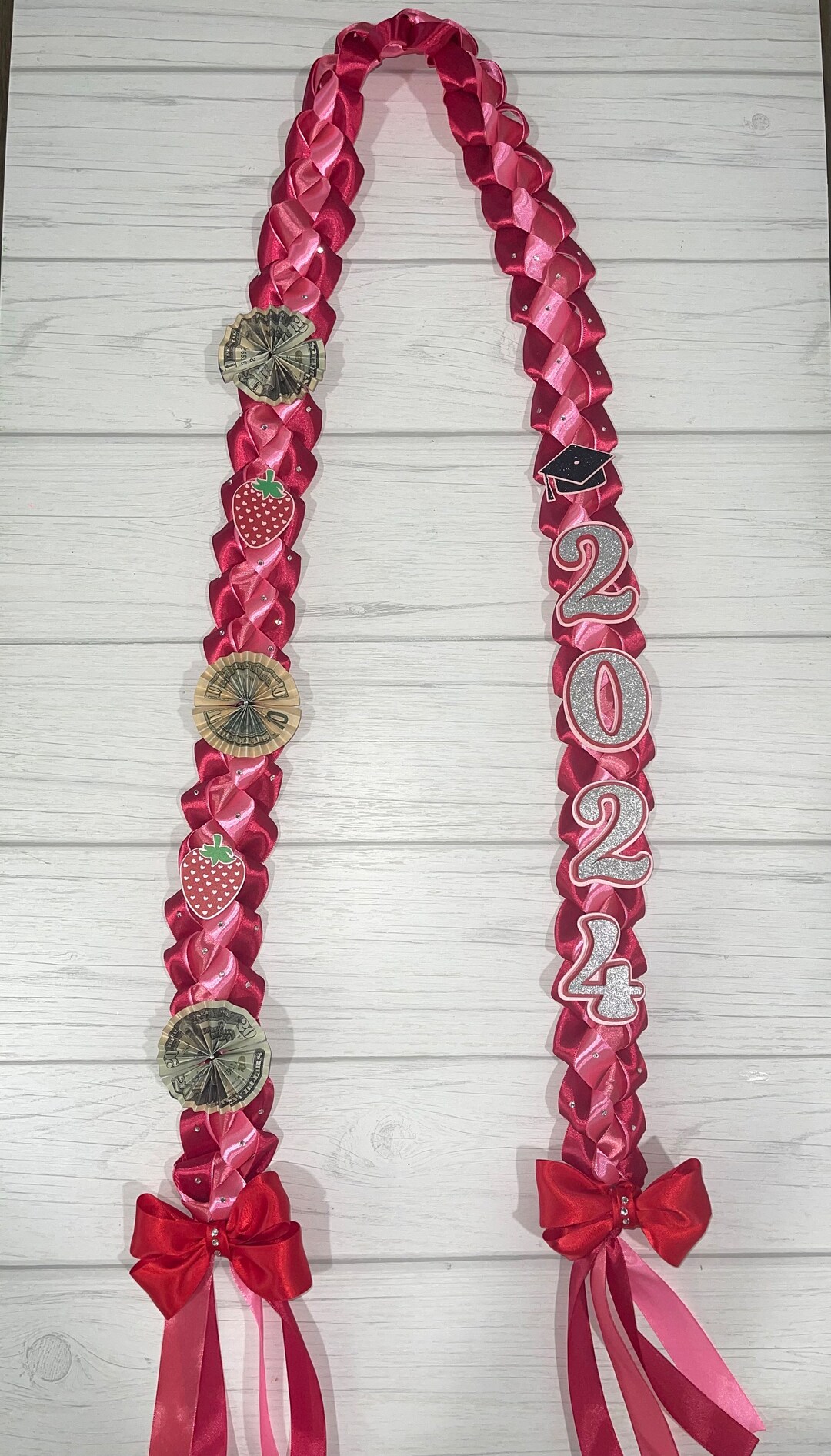 Pink and Red Strawberry Theme Graduation Lei - Etsy