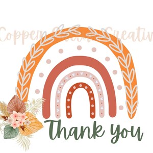 Boho Rainbow Thank You Cards | Printable Canva Template | Postcard or ...