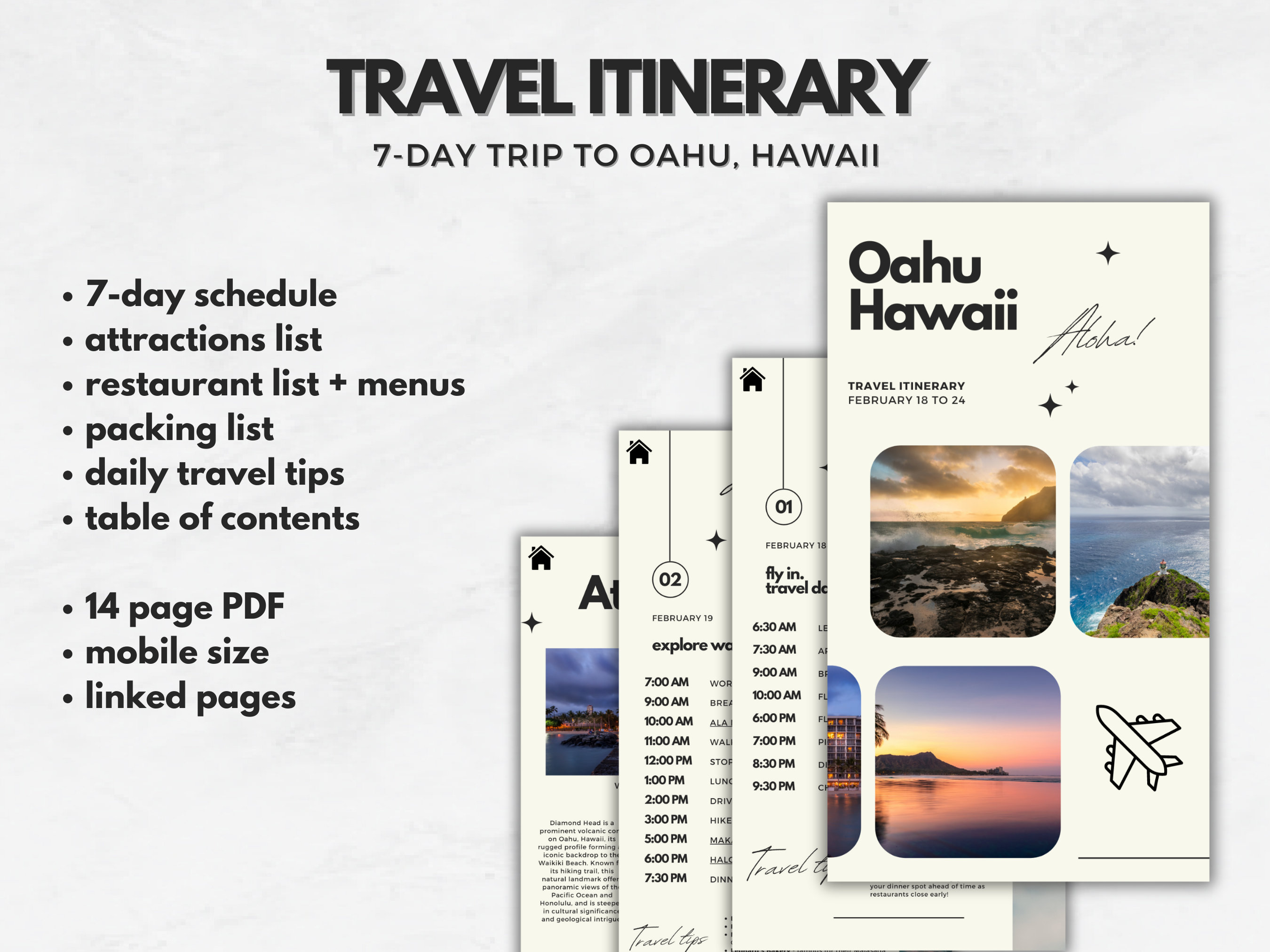 7 Day Trip Oahu Hawaii Travel Itinerary, Mobile, Vacation, Travel Guide ...