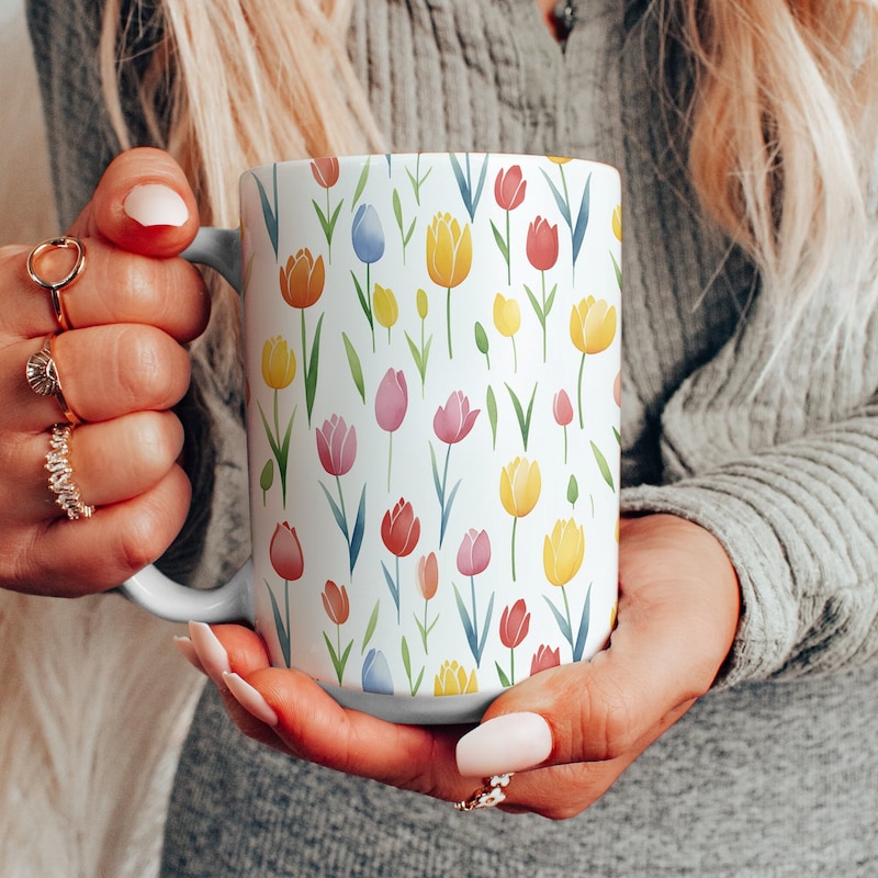 Pink Tulip Travel Mug - Etsy