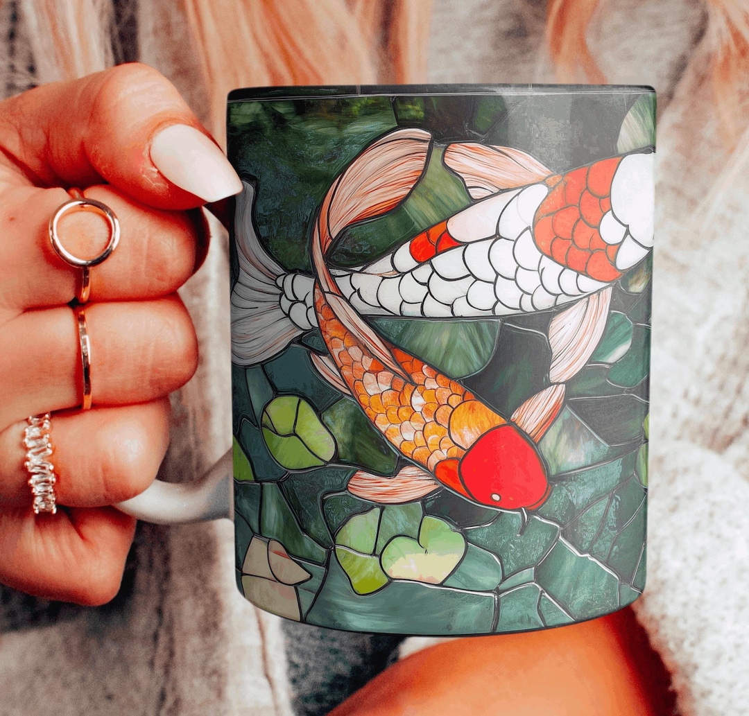 Beautiful Koi Pond Coffee Cup, Watercolor Koi Fish Teacup, Koi Lover ...