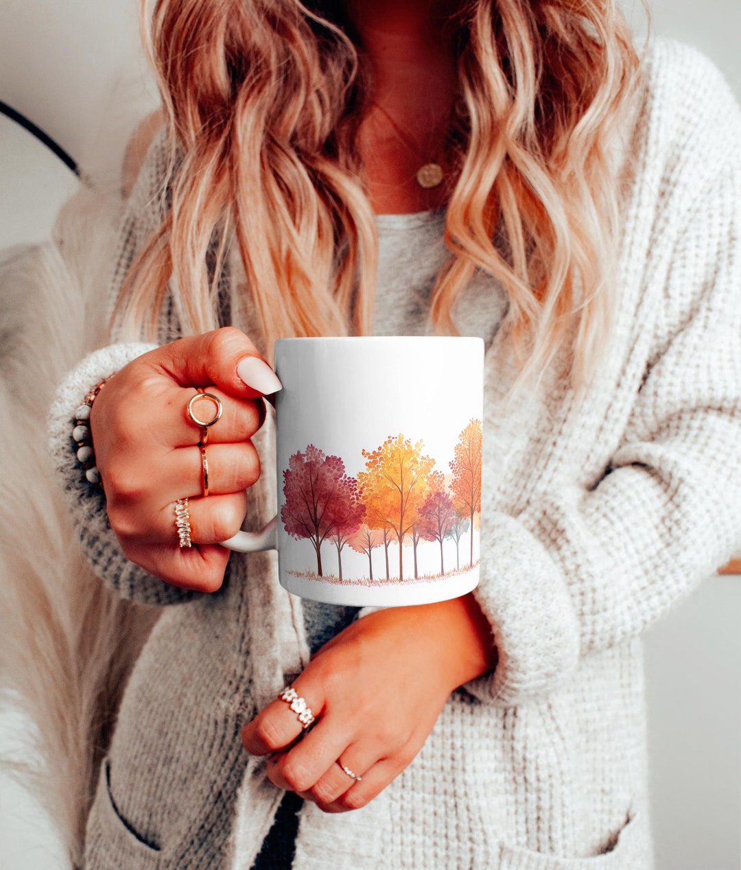 Colorful Autumn Trees Mug, Autumn Forest Coffee Cup, Fall Colors ...
