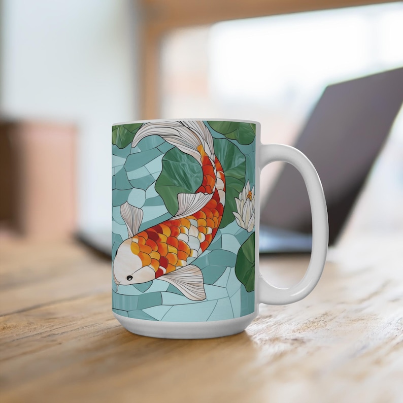 Beautiful Koi Pond Coffee Cup, Watercolor Koi Fish Teacup, Koi Lover ...