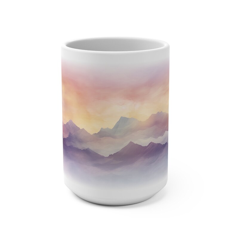 Colorful Mountains Sunset Ceramic Mug, Beautiful Orange Pink Purple ...