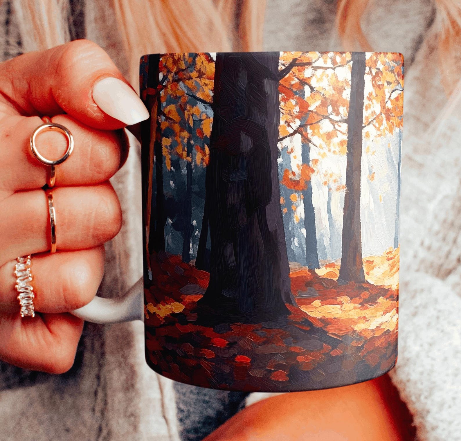 Fall Themed Coffee Cup, Autumn Themed Mug, Fall Colors Ceramic Mug ...
