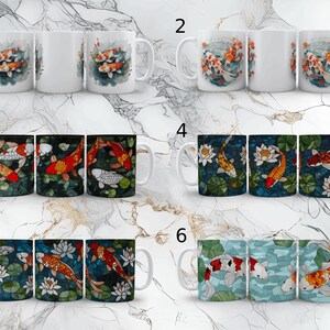 Japanese Koi Pond Ceramic Mug, Beautiful Koi Painting Coffee Cup ...
