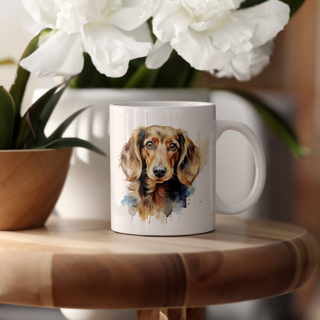 Watercolor Dachshund Ceramic Mug, Cute Dachshund Painting Mug, Dog ...