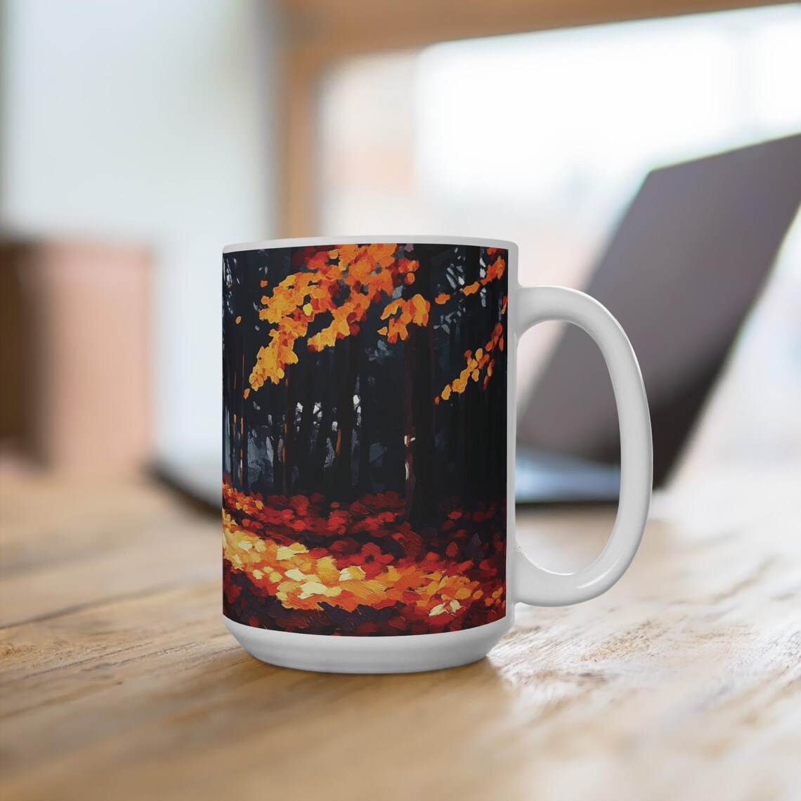 Fall Themed Coffee Cup, Autumn Themed Mug, Fall Colors Ceramic Mug ...