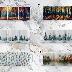 Forest Landscape Ceramic Mug, Rustic Mountain Pines Printed Coffee Cup ...