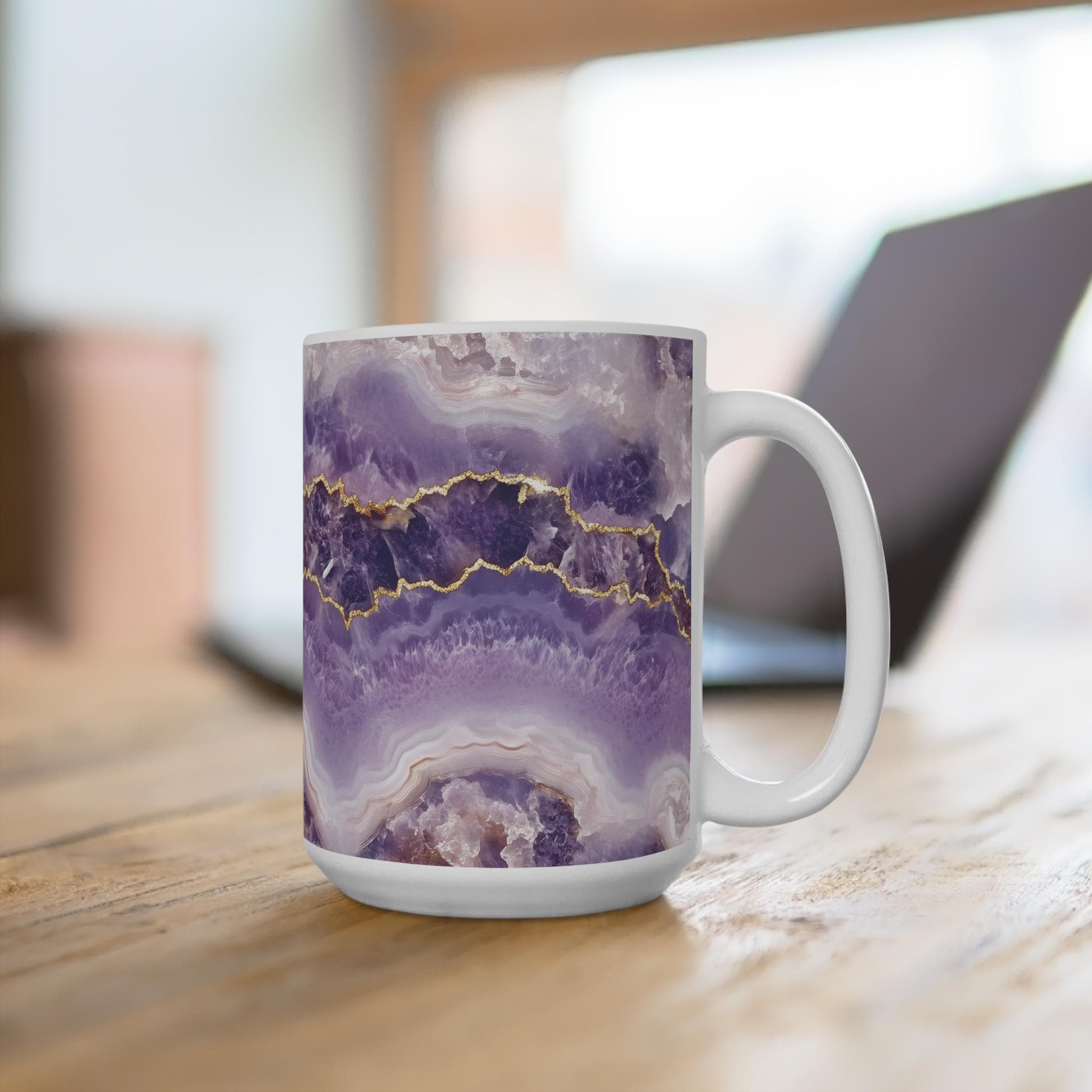 Beautiful Colorful Marbled Ceramic Mug, Printed Agate Design Coffee Cup ...