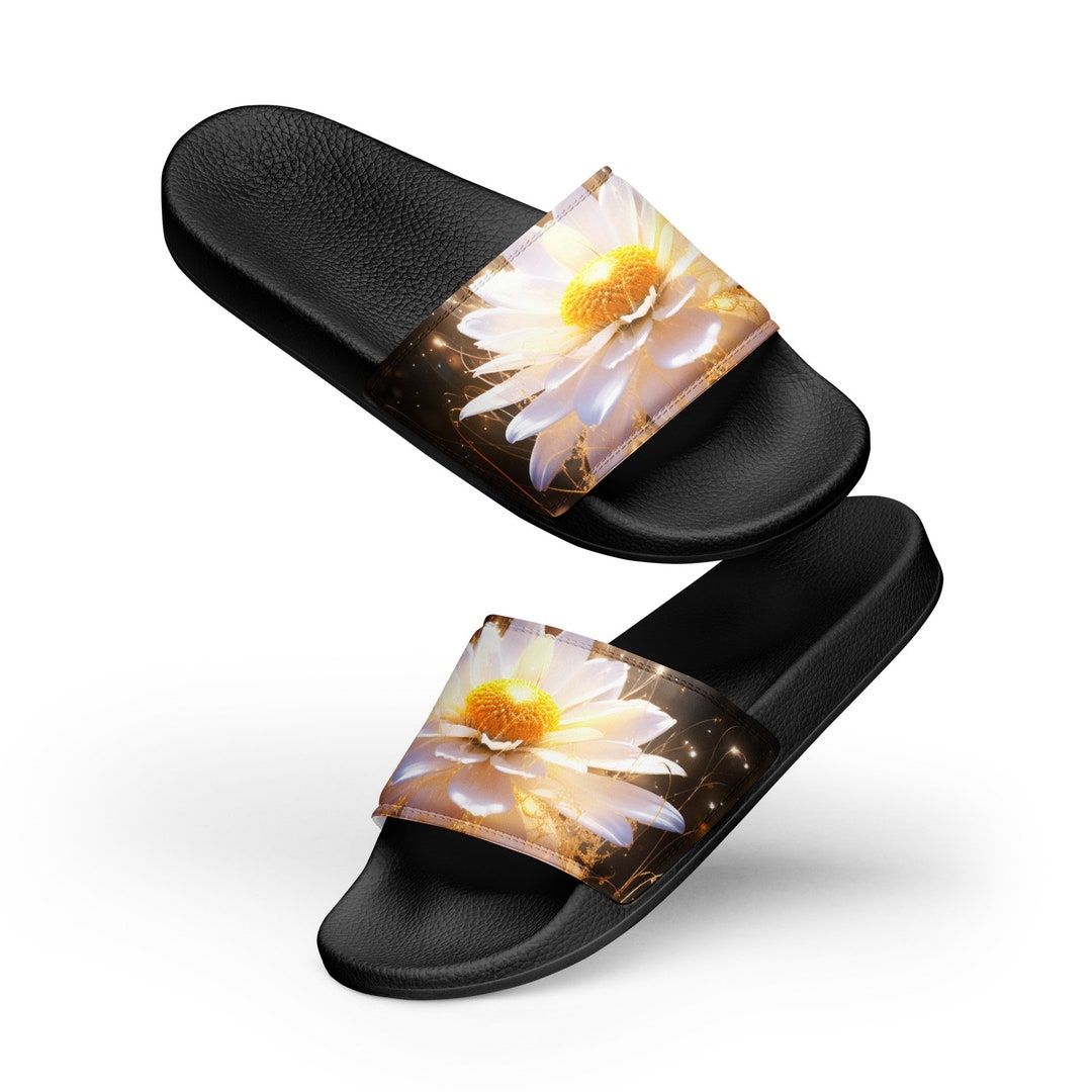 Tranquil Daisy Meditative Pond Slides, Zen-inspired Slip-ons ...