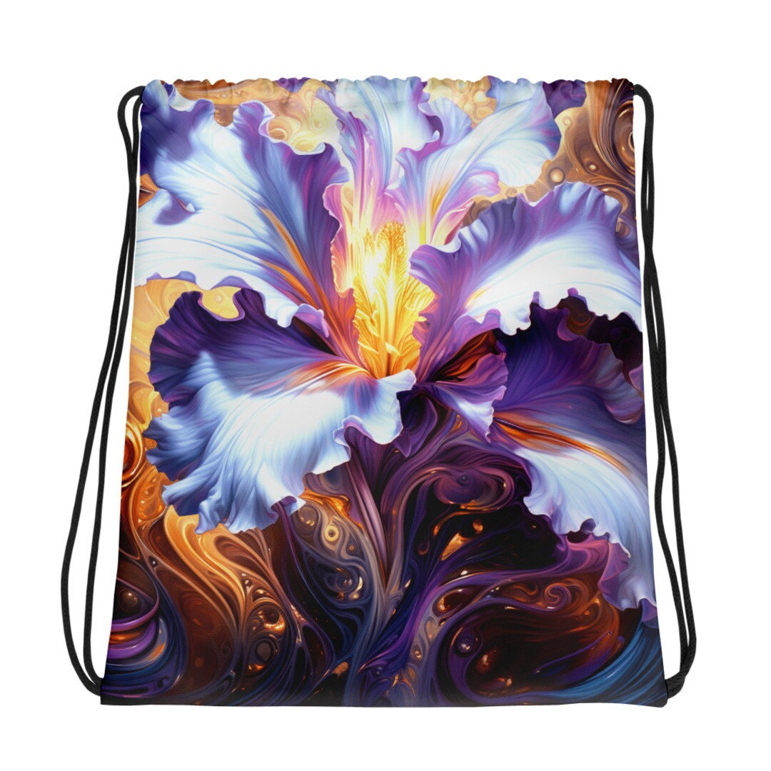 Phantasmal Iridescent Iris Drawstring Backpack, Lavender Petals With ...