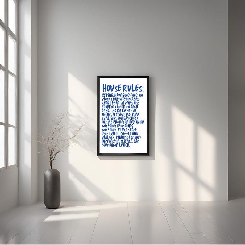 Modern House Rules Poster Template - Etsy