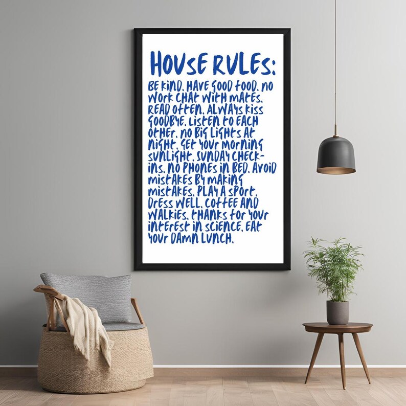 Modern House Rules Poster Template - Etsy