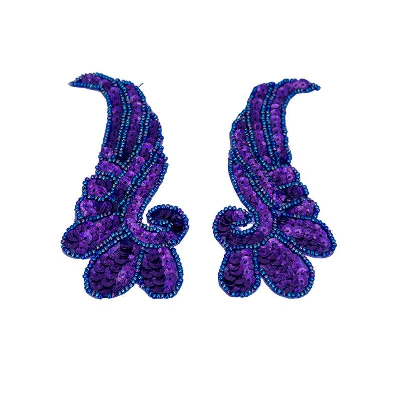 Velcro Sequin Wing Hair Appliques Pair - Gold Bead Applique, Crystal ...
