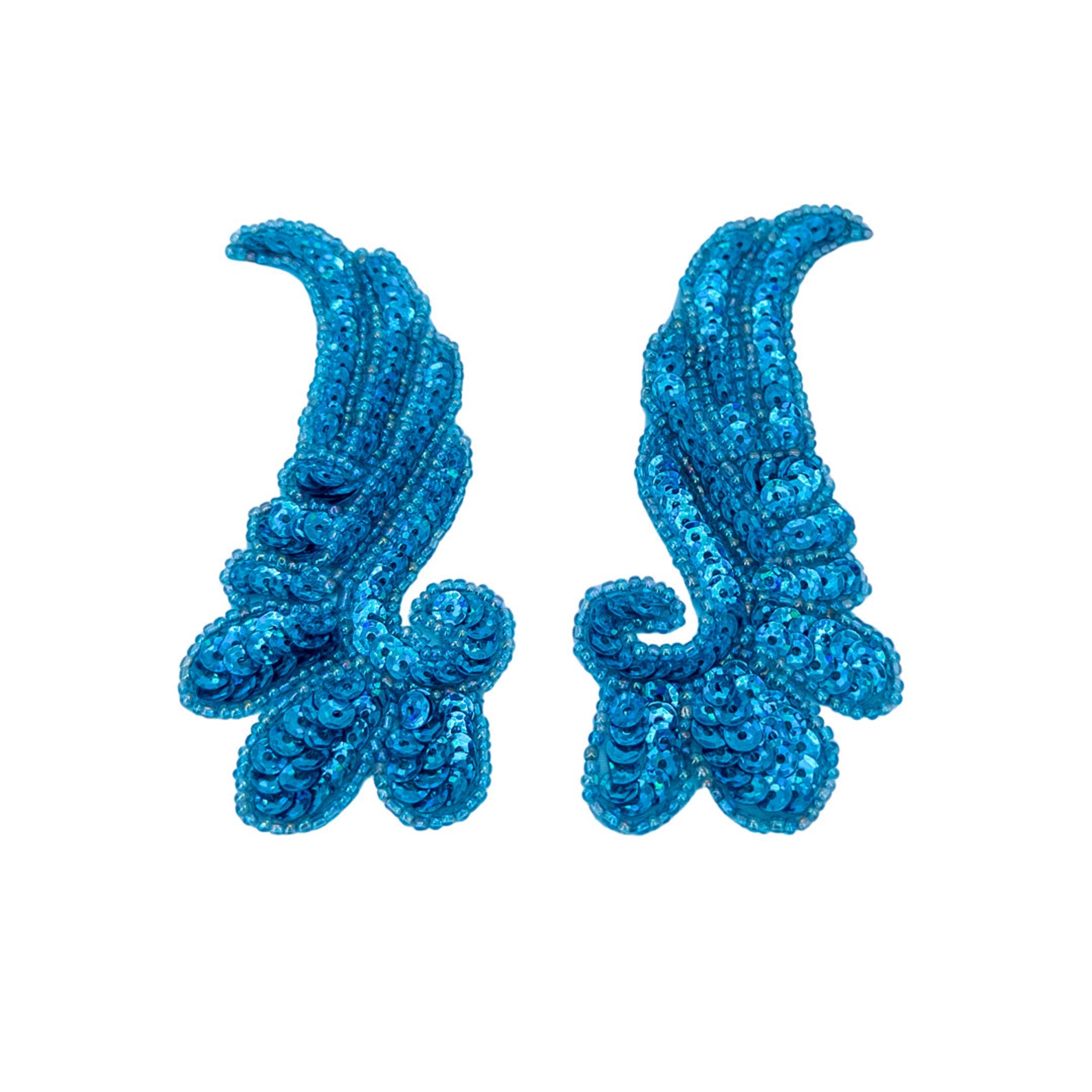 Velcro Sequin Wing Hair Appliques Pair - Gold Bead Applique, Crystal ...