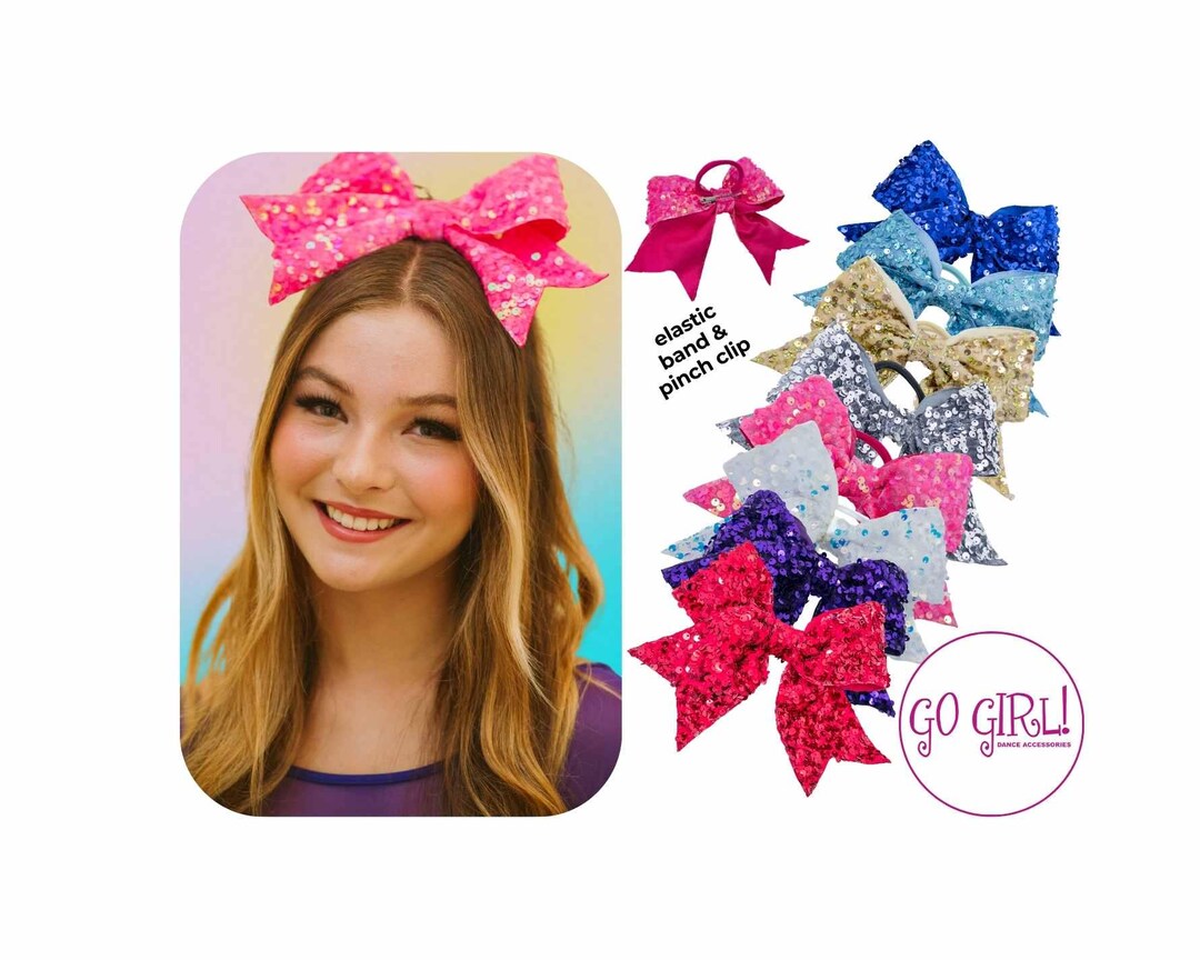 8" Sparkle Sequin Hair Bows; Cheer Bows, Dance Bows, Sparkly Bows, 8 ...
