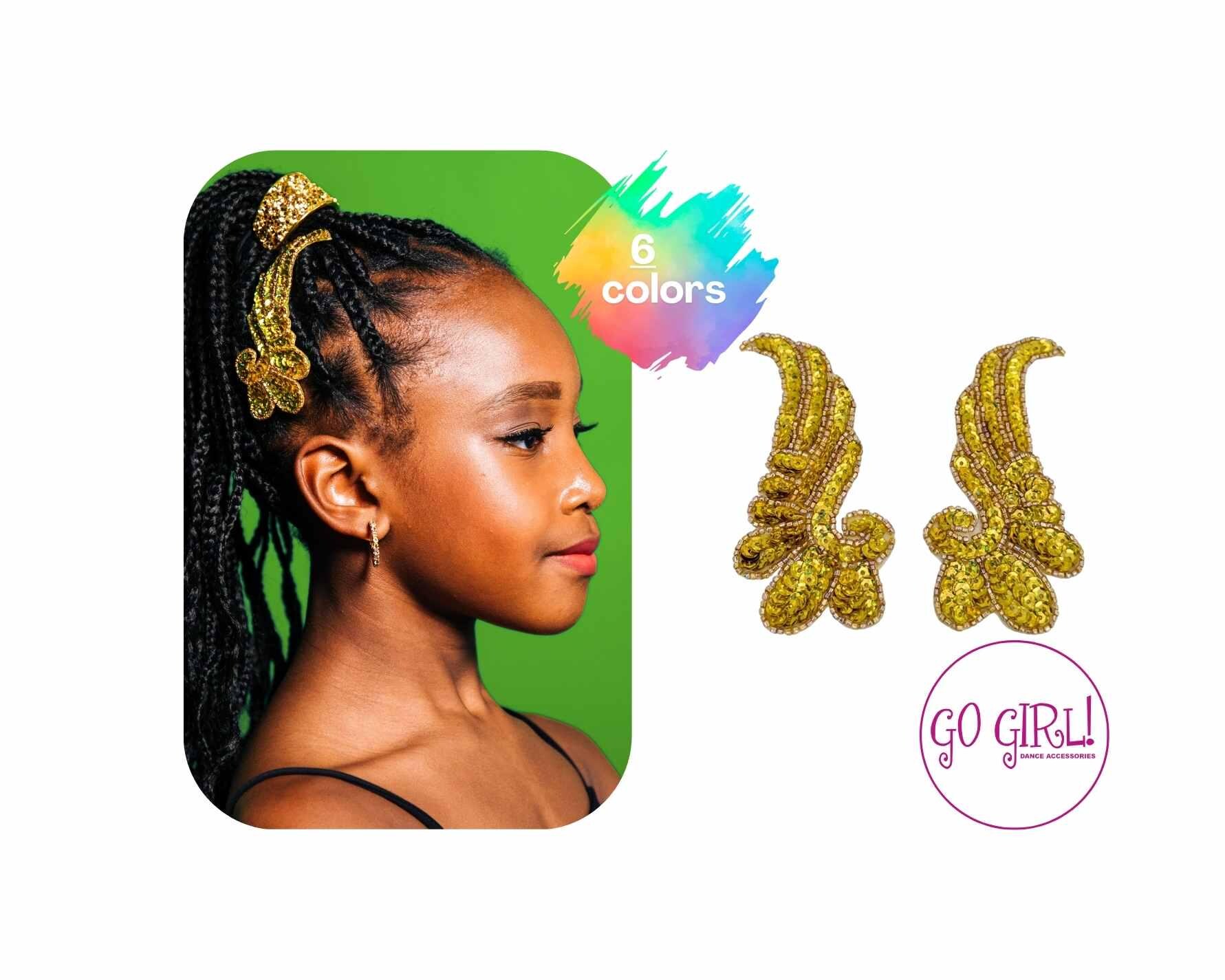 Velcro Sequin Wing Hair Appliques Pair - Gold Bead Applique, Crystal ...