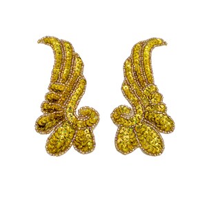 Velcro Sequin Wing Hair Appliques Pair - Gold Bead Applique, Crystal ...