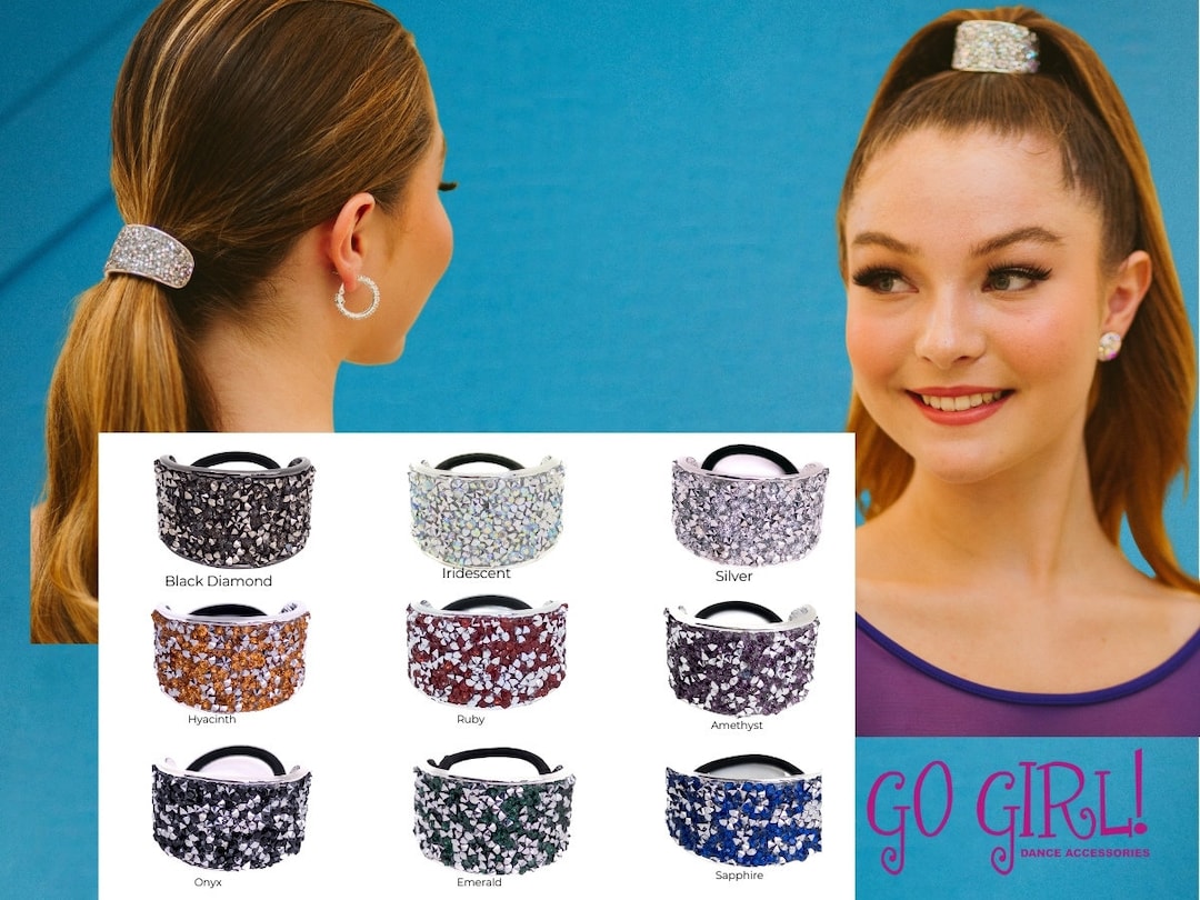 Rhinestone Encrusted Silver Metal Ponytail Cuff Hair Tie Ponytail ...