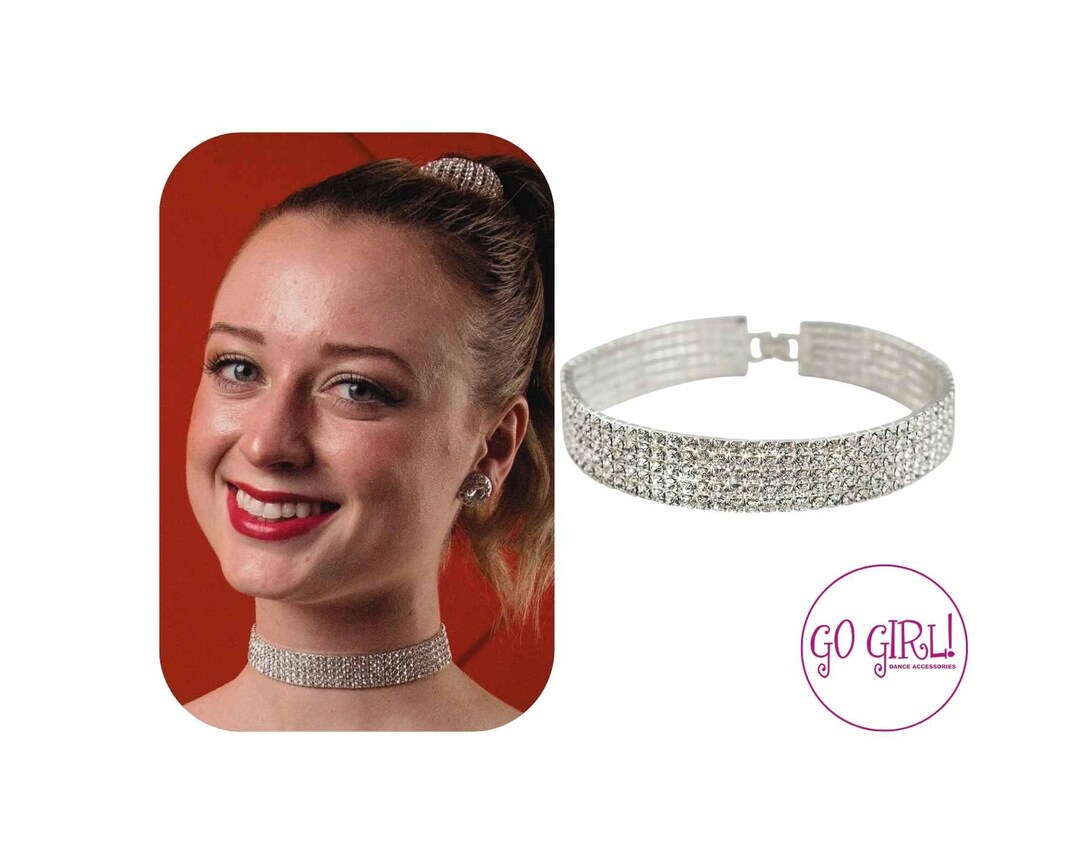 5 Row Flexi-choker With Extender Chain - Stretch Choker - Wide Crystal ...